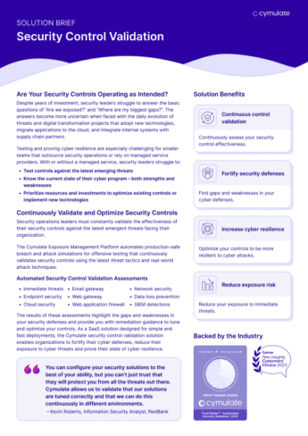 Security Control Validation - Cymulate