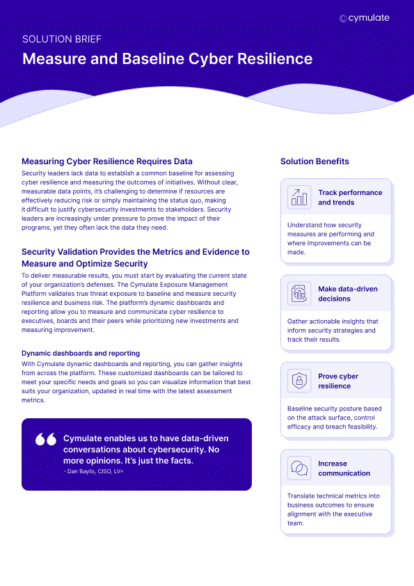 Measure and Baseline Cyber Resilience - Cymulate
